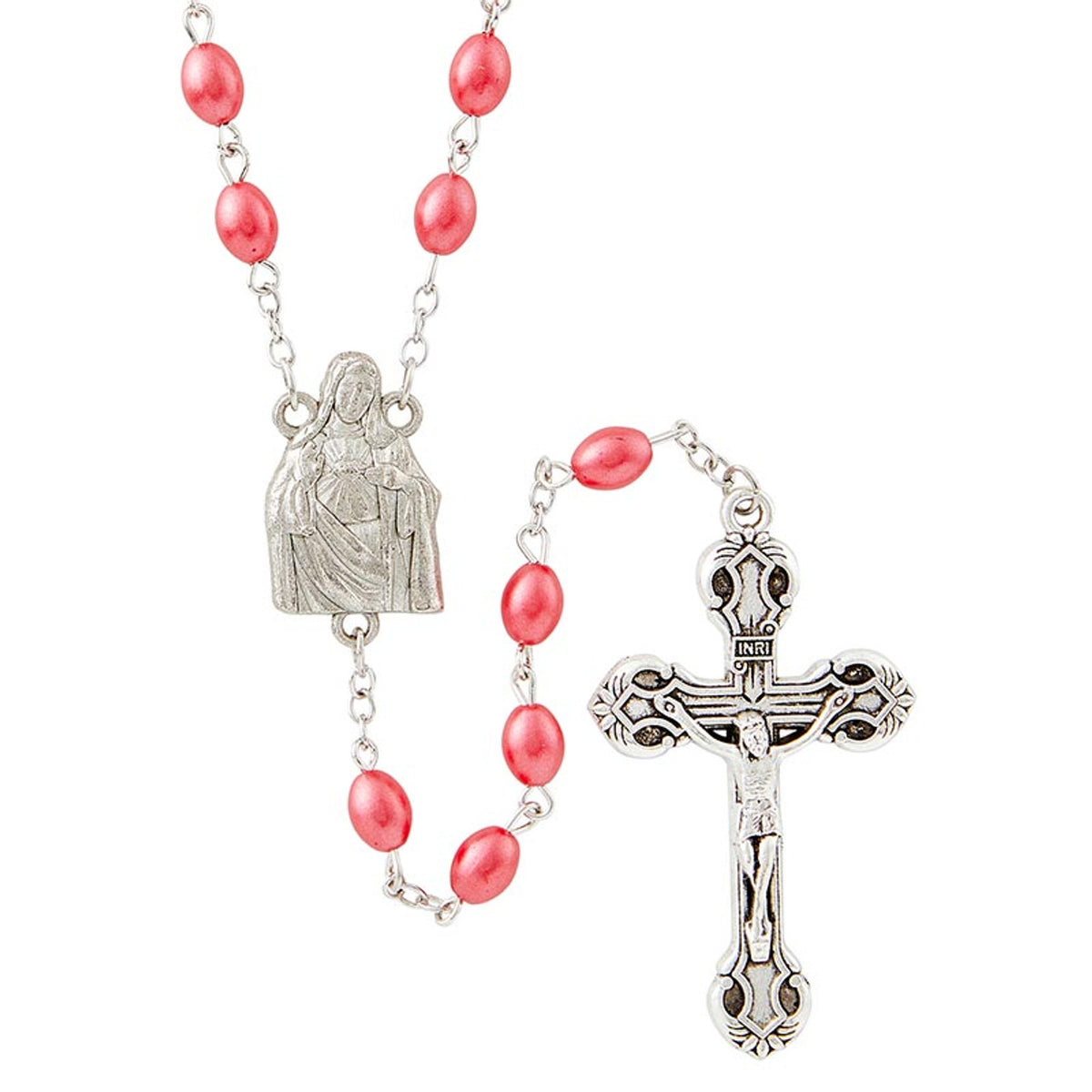 FREE Red Oval Bead Sacred Heart Rosary – Catholic E-Store