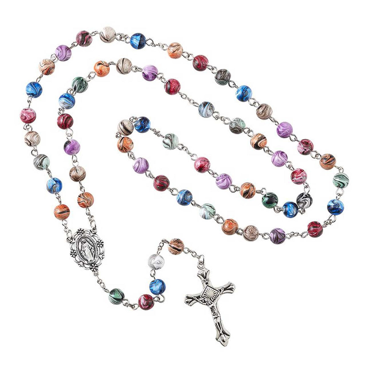 FREE Colorful Marbled Bead Rosary – Catholic E-Store