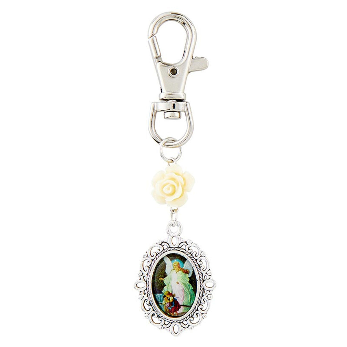 Guardian Angel Floral Devotional Key Chain – Catholic E-Store