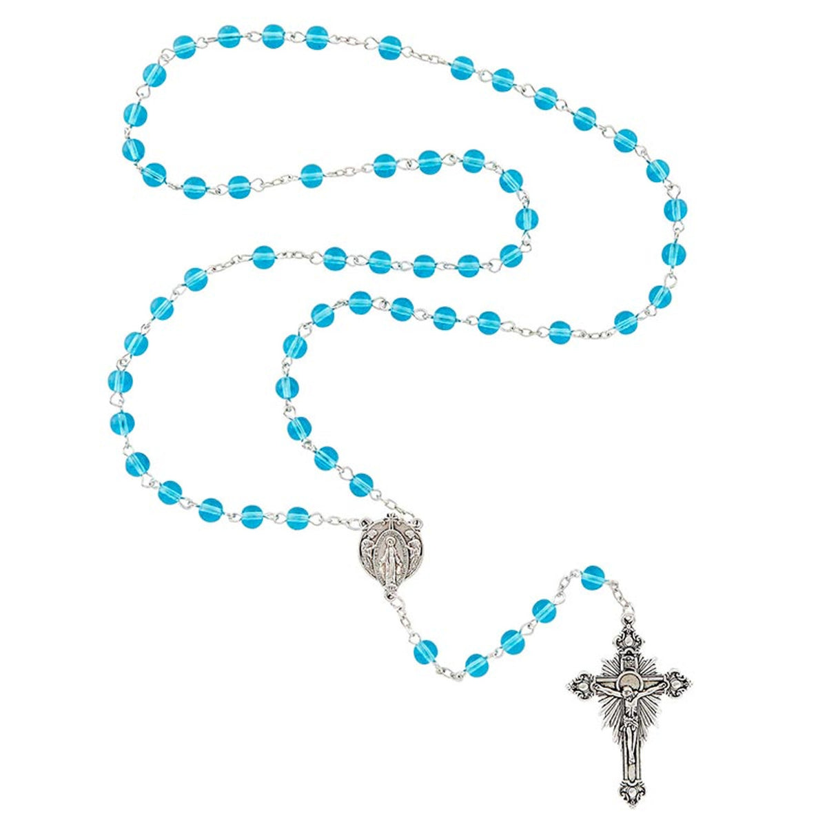 FREE Aqua Blessed Virgin Mary Rosary – Catholic E-Store