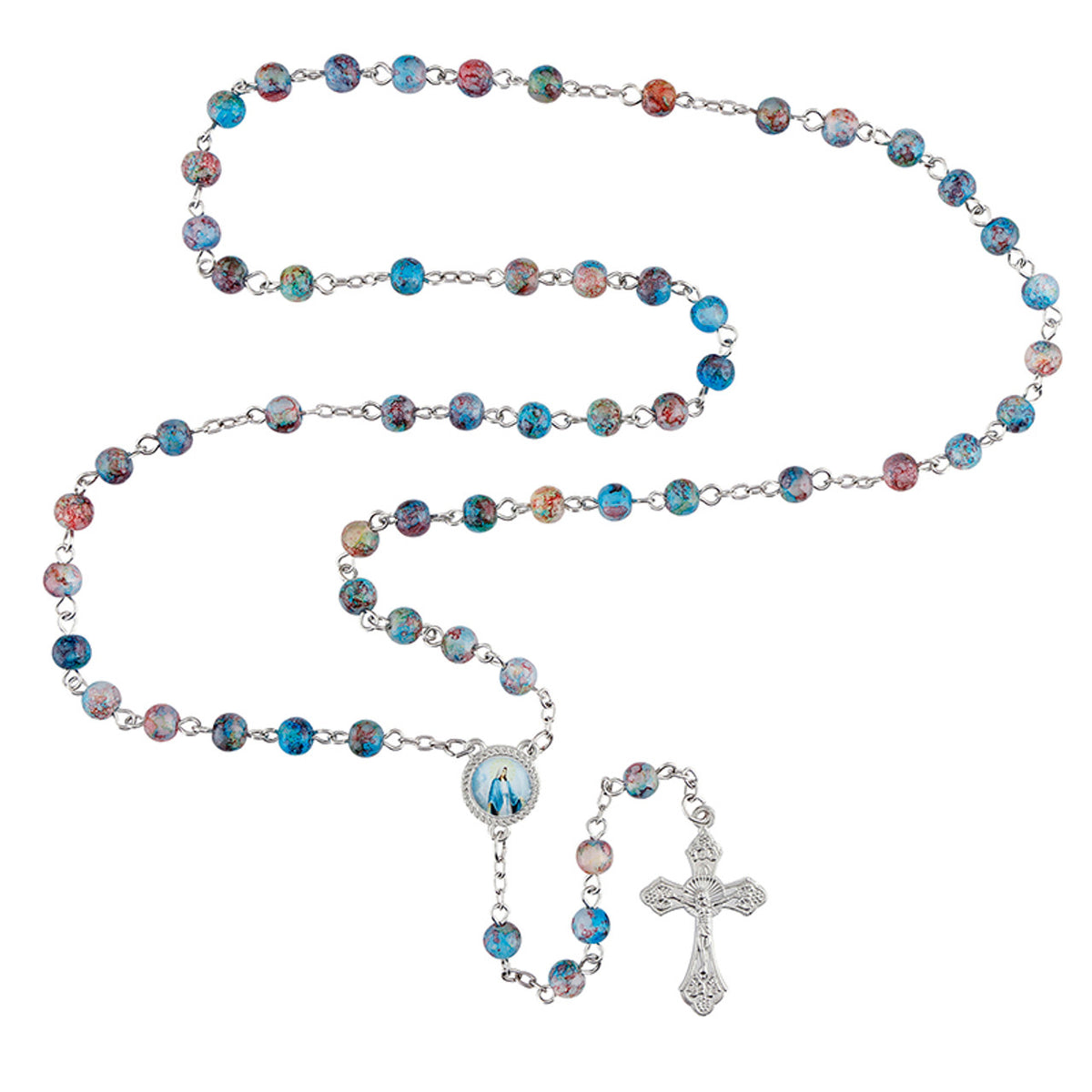 FREE Colorful Splatter Bead Our Lady of Grace Rosary – Catholic E-Store
