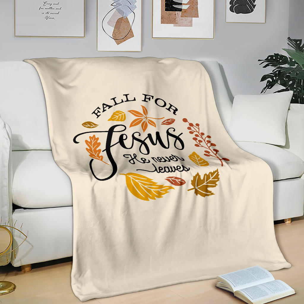 'Fall for Jesus He Never Leaves' Premium Blanket – Catholic E-Store