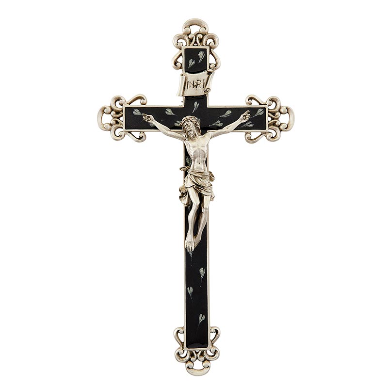 Crucifix with Floral Design - Jet – Catholic E-Store